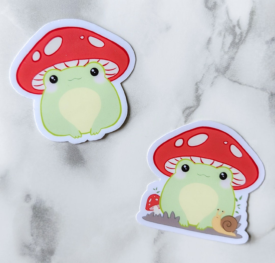 Mushroom Frog Sticker Cottagecore Adorable Cute Frog Sticker Mushroom ...