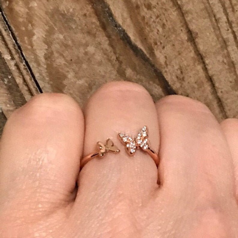 925 Silver Butterfly Ring/ Butterfly Adjustable Finger - Etsy