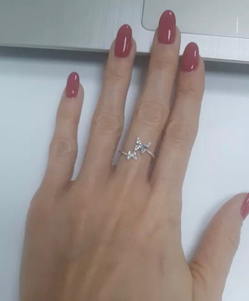 925 Silver Butterfly Ring/ Butterfly Adjustable Finger - Etsy