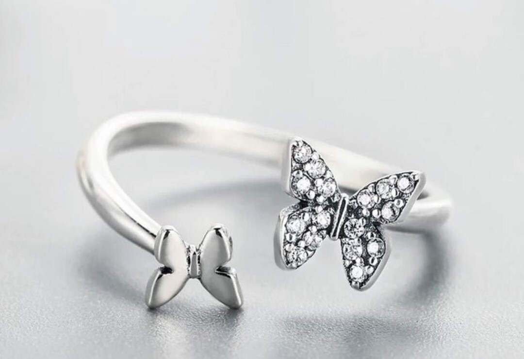 925 Silver Butterfly Ring/ Butterfly Adjustable Finger - Etsy
