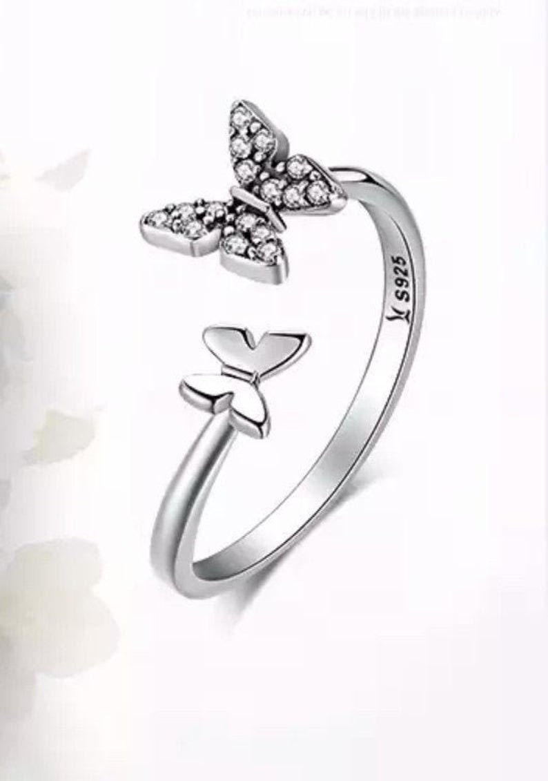 925 Silver Butterfly Ring/ Butterfly Adjustable Finger - Etsy