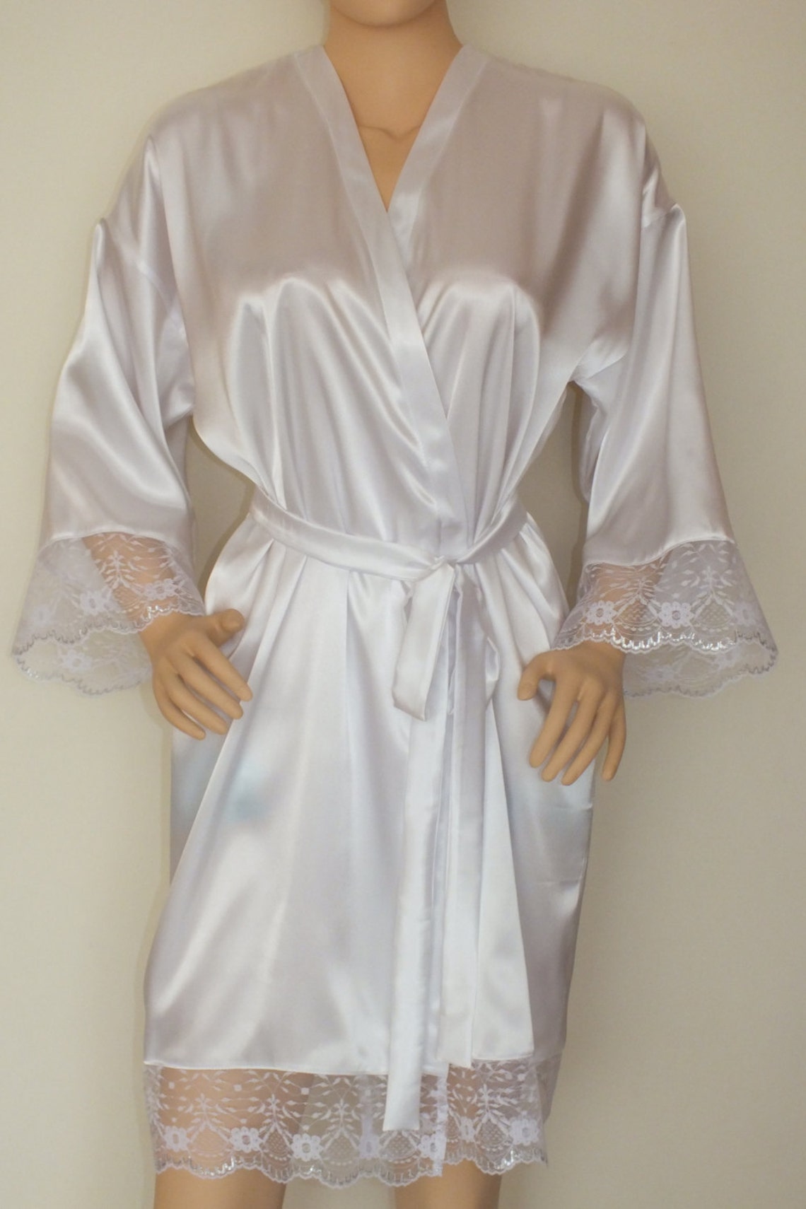 White-Ivory robe with lace silver-gold Bridal robe getting | Etsy