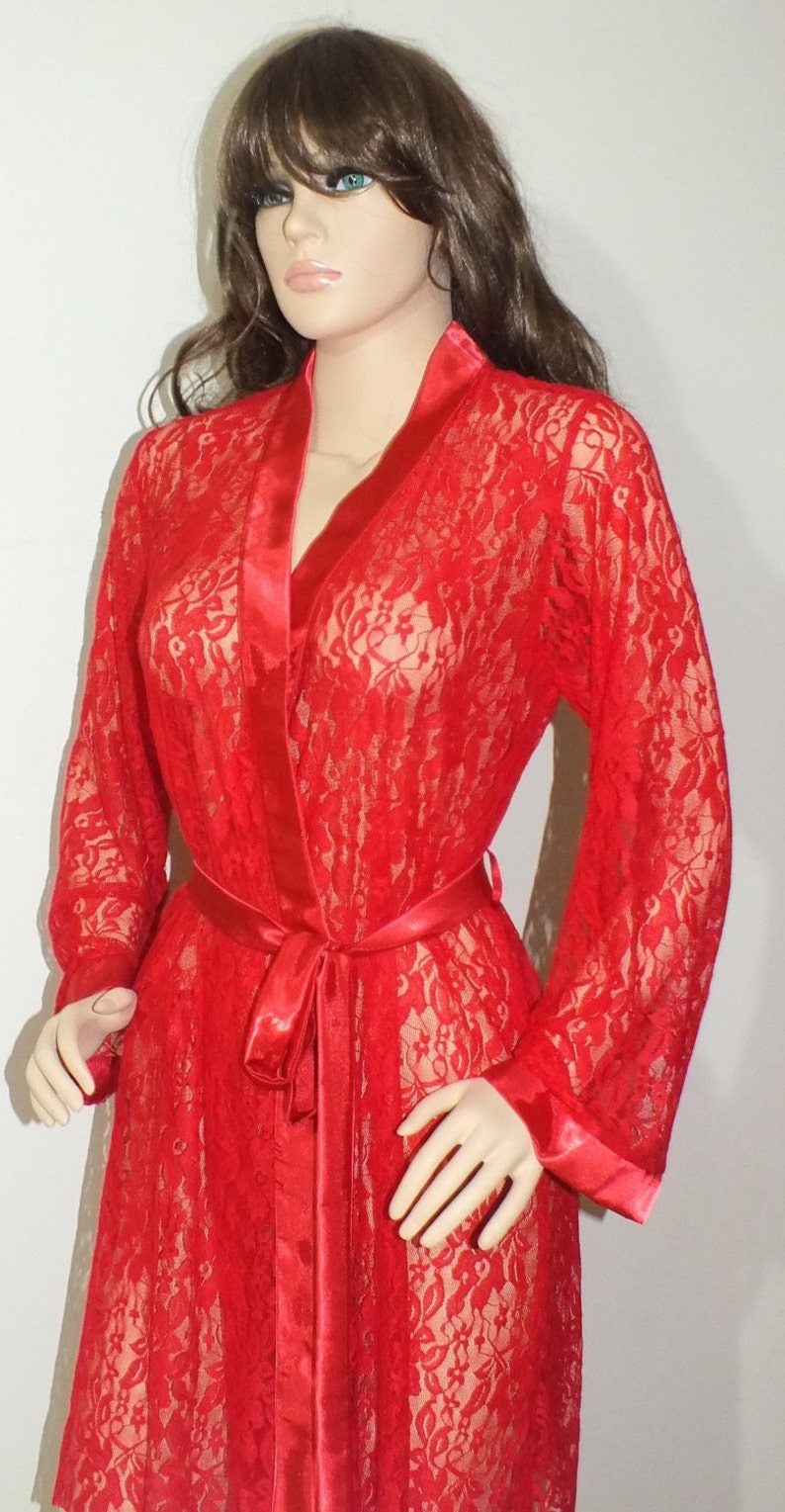 Red Lace Robe Romantic Robe Bridal Robe Honeymoon Robe | Etsy