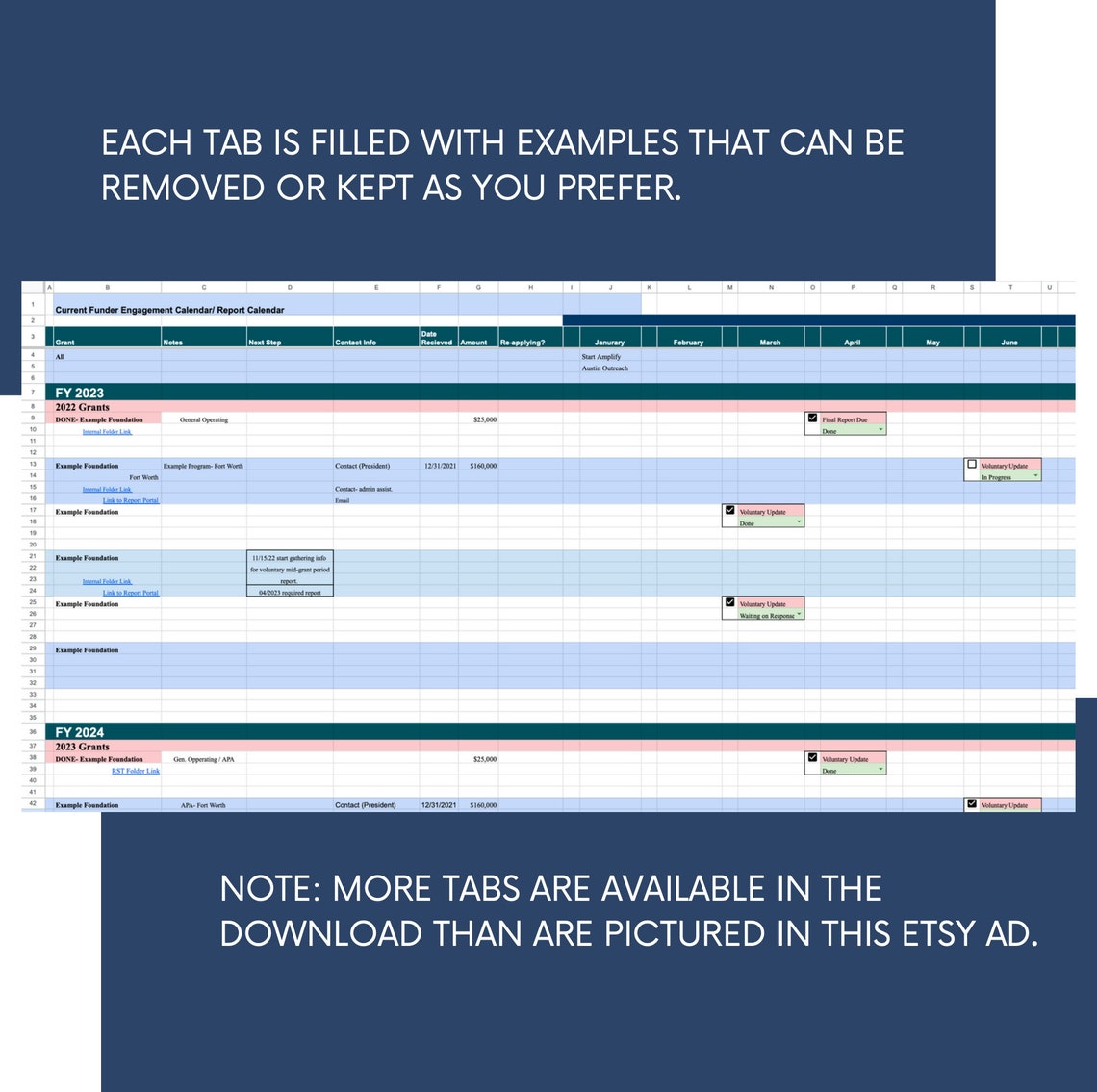 Grants Manager / Writer Dashboard. Tracker, Planner, and Calendar ...