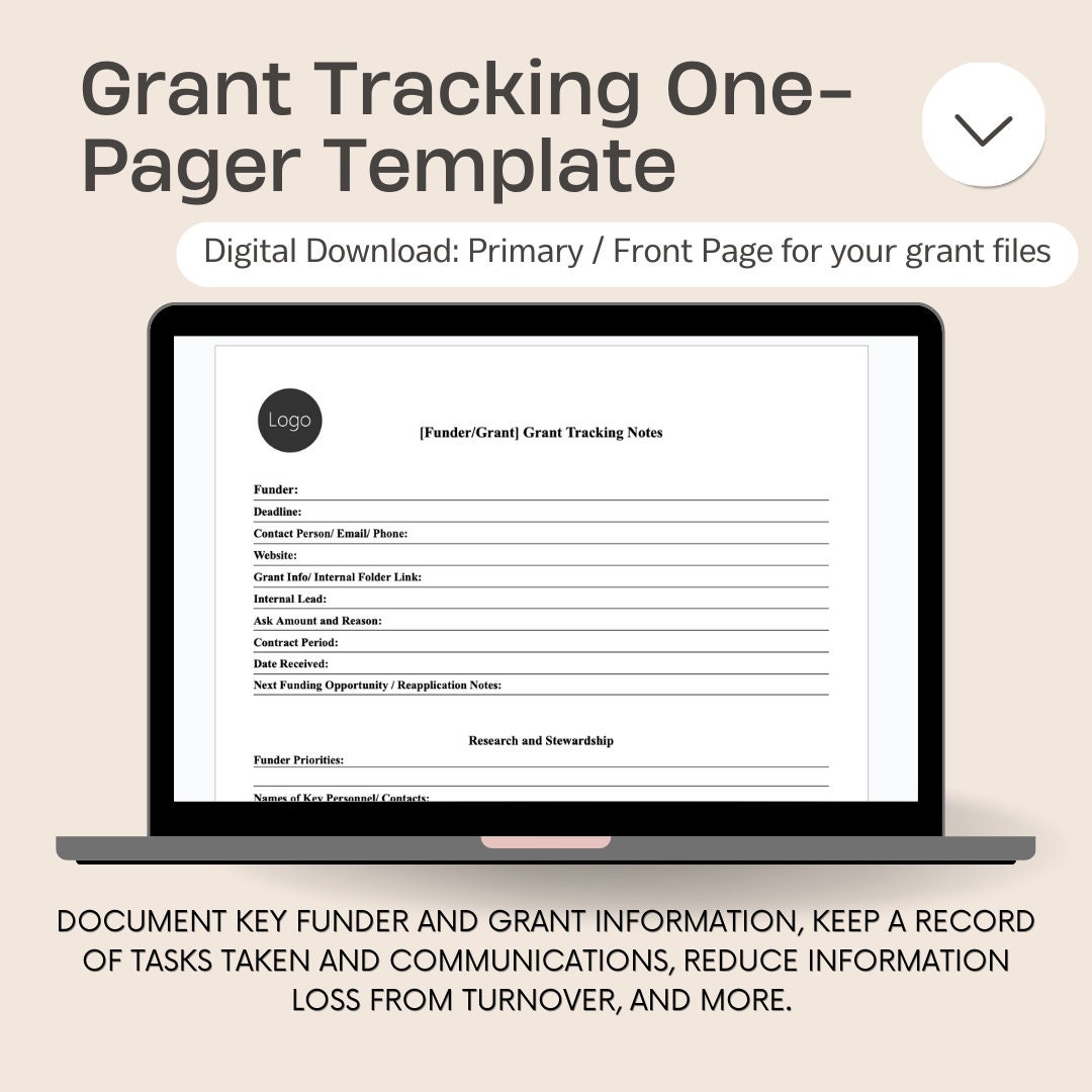 Grant Tracking One- Pager Template - Etsy