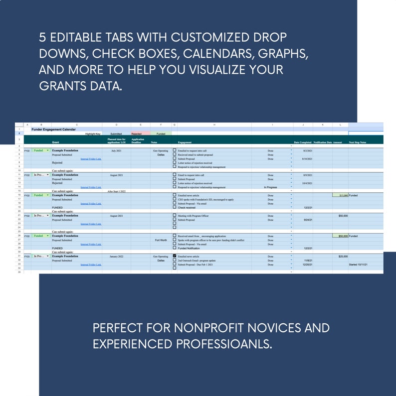 Grants Manager / Writer Dashboard. Tracker, Planner, and Calendar ...