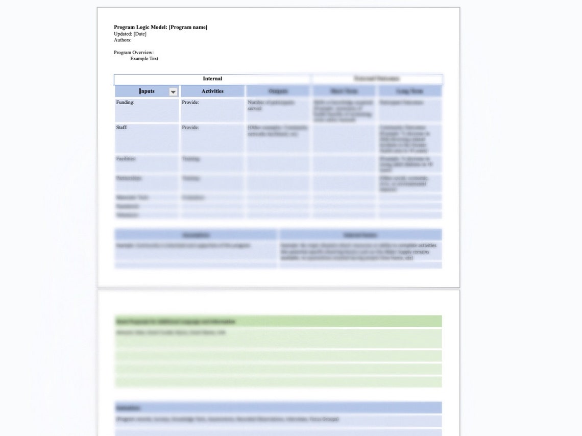 Nonprofit Program Logic Model for Grants Language Documentation - Etsy