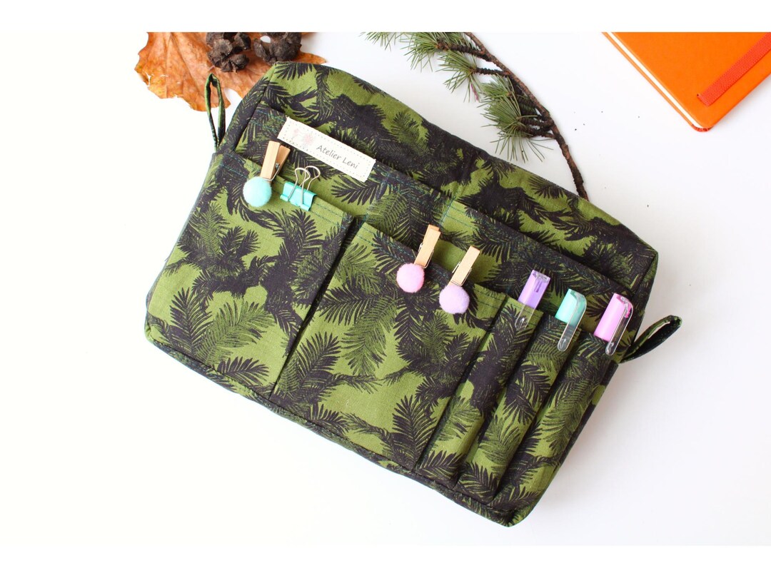 Linen Journal Organizer Pouch, Floral A5 Planner Pouch With Pockets ...