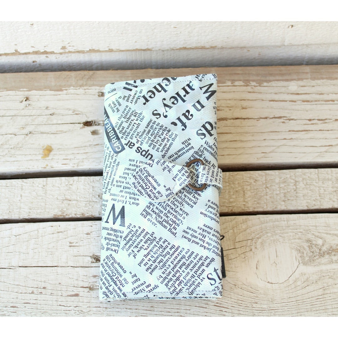 Women Wallet, Newspaper Patterned Leather Women Wallet, White Wallet ...