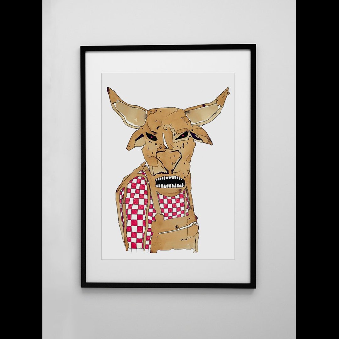 Hombre de vaca. Hombre de campo. Animal. Impresión digital. Impresión ...