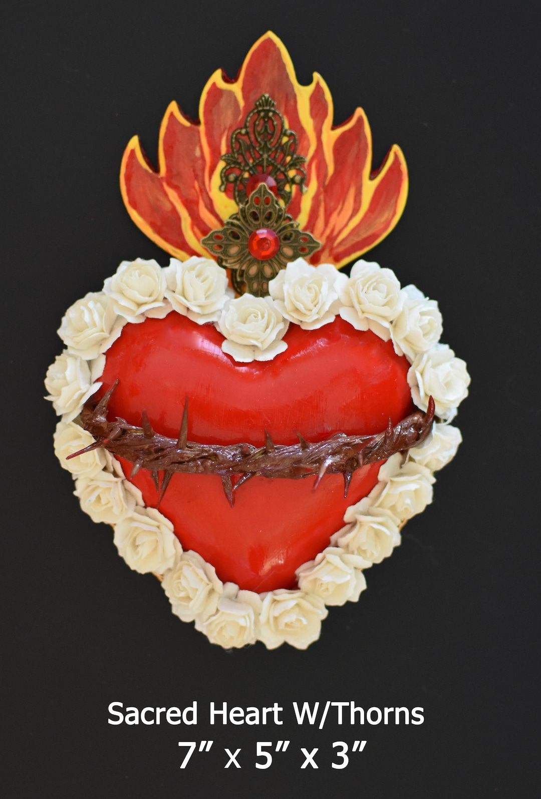 Sacred Heart With Thorns Clay Hearts Religious Decor - Etsy