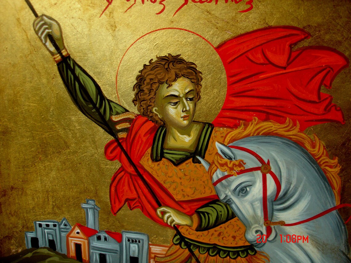 Saint George Greek Icon.religious Gift.saints Iconsmade in - Etsy