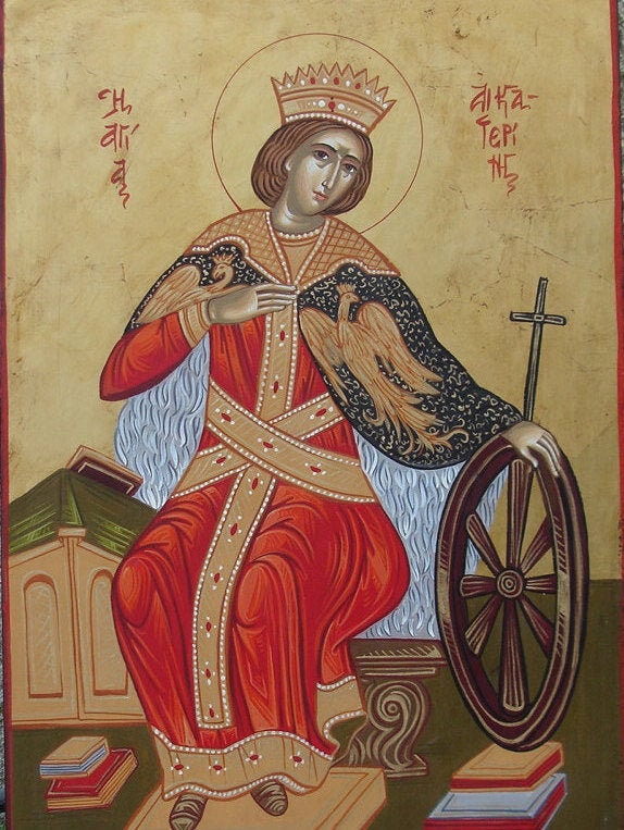Sant kathrin St. Katherine hand painted icon.religious Saint | Etsy
