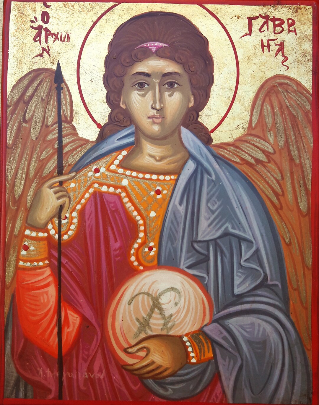 Byzantine Icon.orthodox Angel Gabriel.handpainted. Archangel Gabriel ...