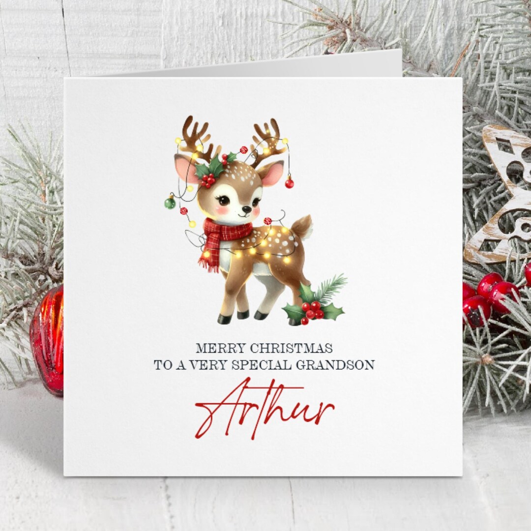 Personalised Handmade Rudolph Reindeer Christmas Card- Granddaughter ...