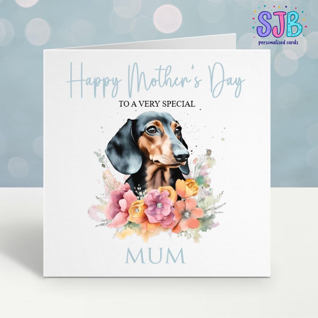 Mother's Day Personalised Dachshund Card, for Mum, Mother, Mummy, Mam ...