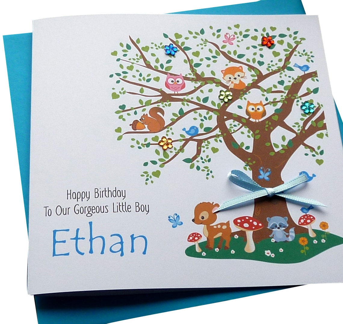 Woodland Tree Personalised Childrens Birthday Card - Etsy