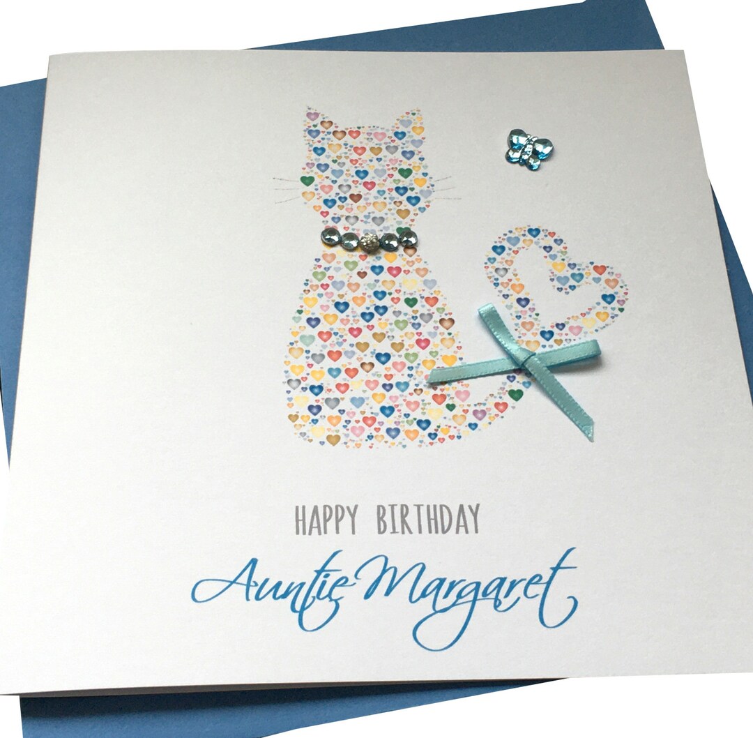 Personalised Handmade Cat Birthday Card Granny Mum Sister Friend Mother ...