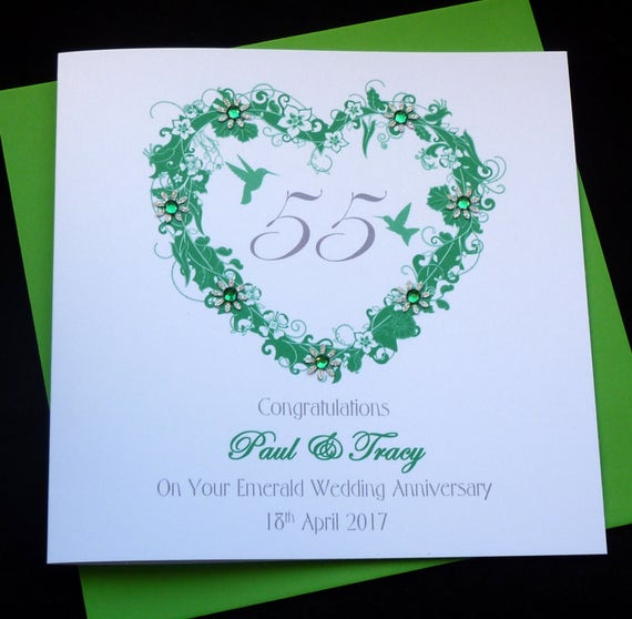 55 Years Congratulations On Your Emerald Wedding Anniversary Card 55th 