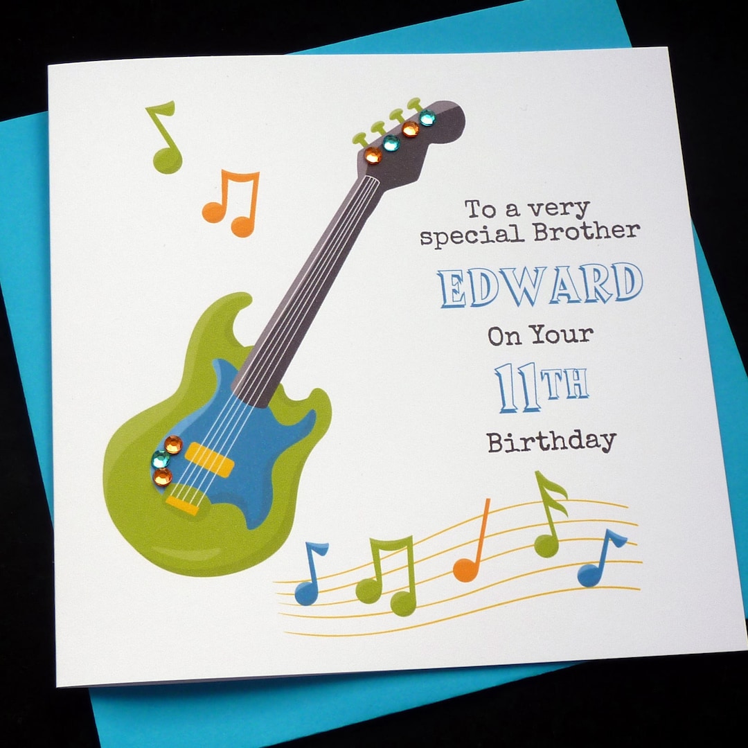 Handmade Personalised Boys Music, Guitar, Rock Theme Birthday Card ...