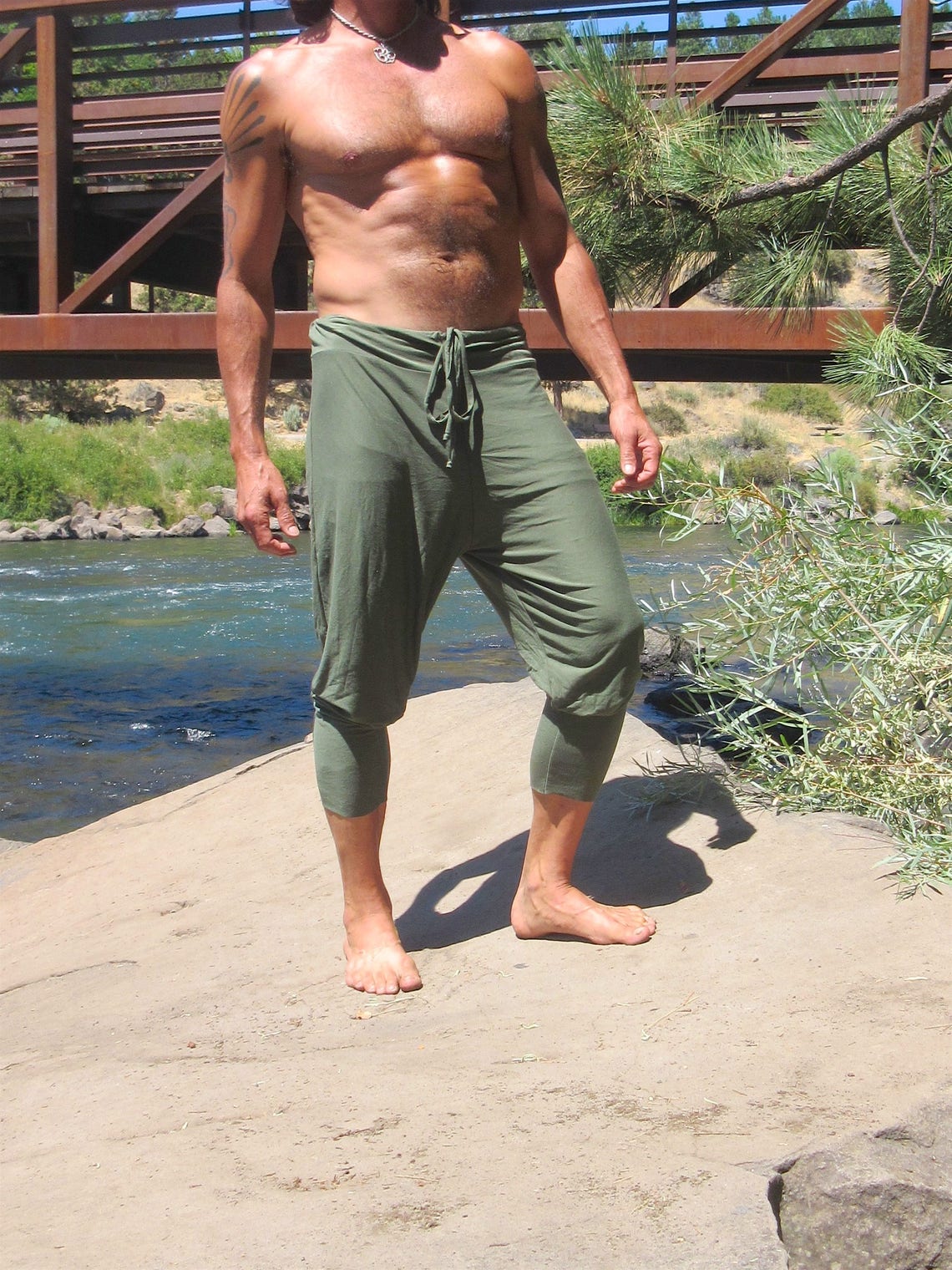 MEN'S YOGA PANTS Rayon Spandex Wide Leg Goucho Lounge | Etsy