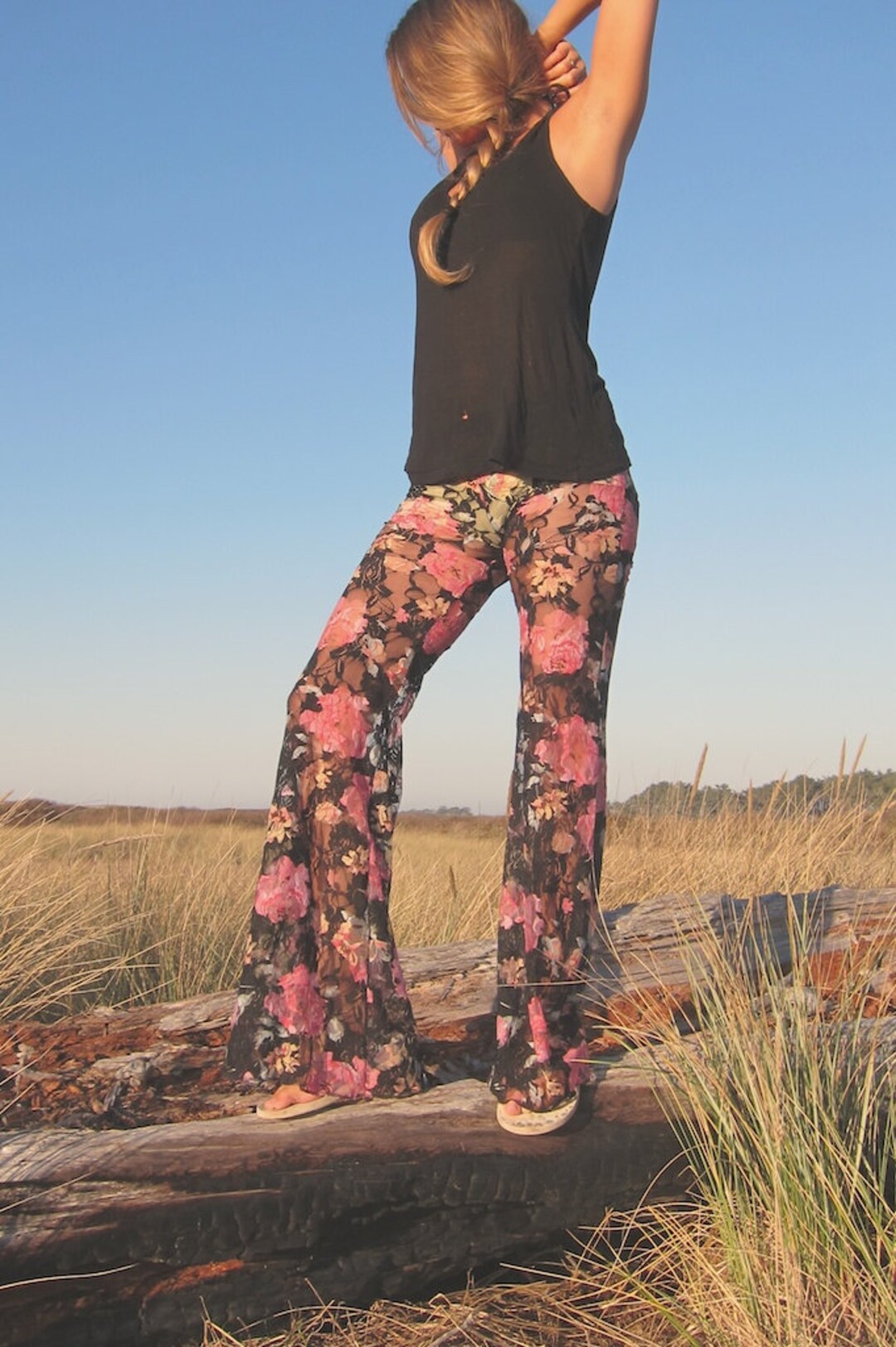 FLORAL PRINT Lace Boho Dance Beach Resort Yoga Festival Burning Man ...