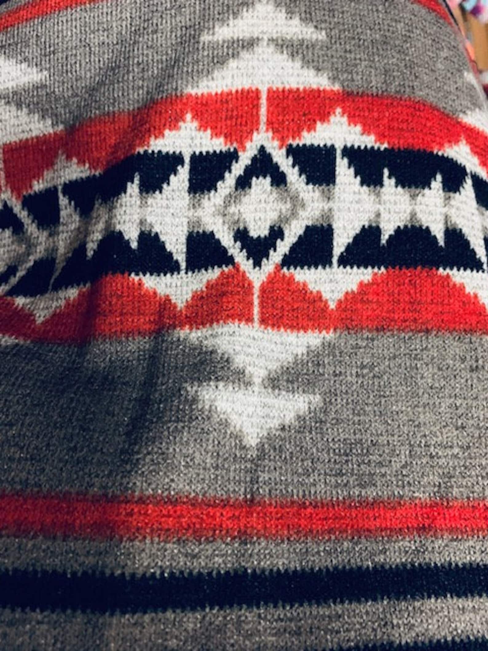 NAVAJO SWEATER KNIT Tribal Aztec Native American Southwestern Print ...