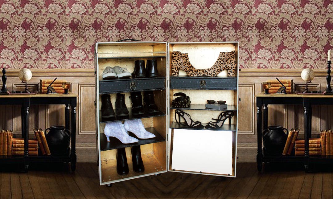Unique Shoe Storage Cabinet Steamer Trunk Wardrobe Furniture | Vintage ...