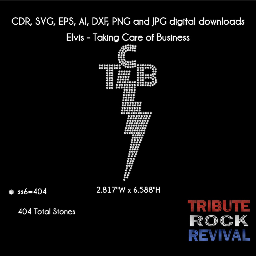 Elvis TCB Taking Care of Business Bling Rhinestone Design Template ...