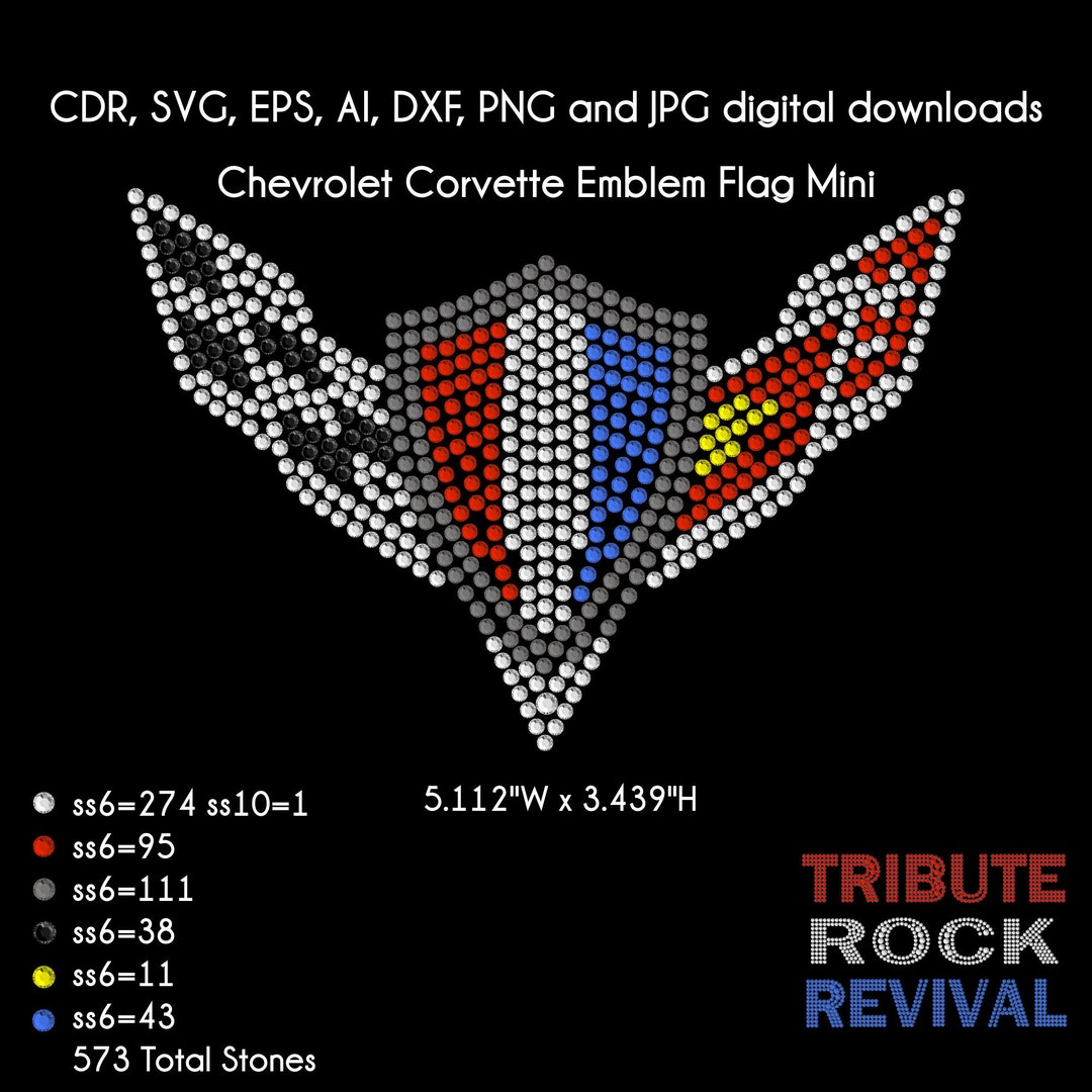 Chevrolet Corvette Emblem Flag Mini Bling Rhinestone Design Template ...