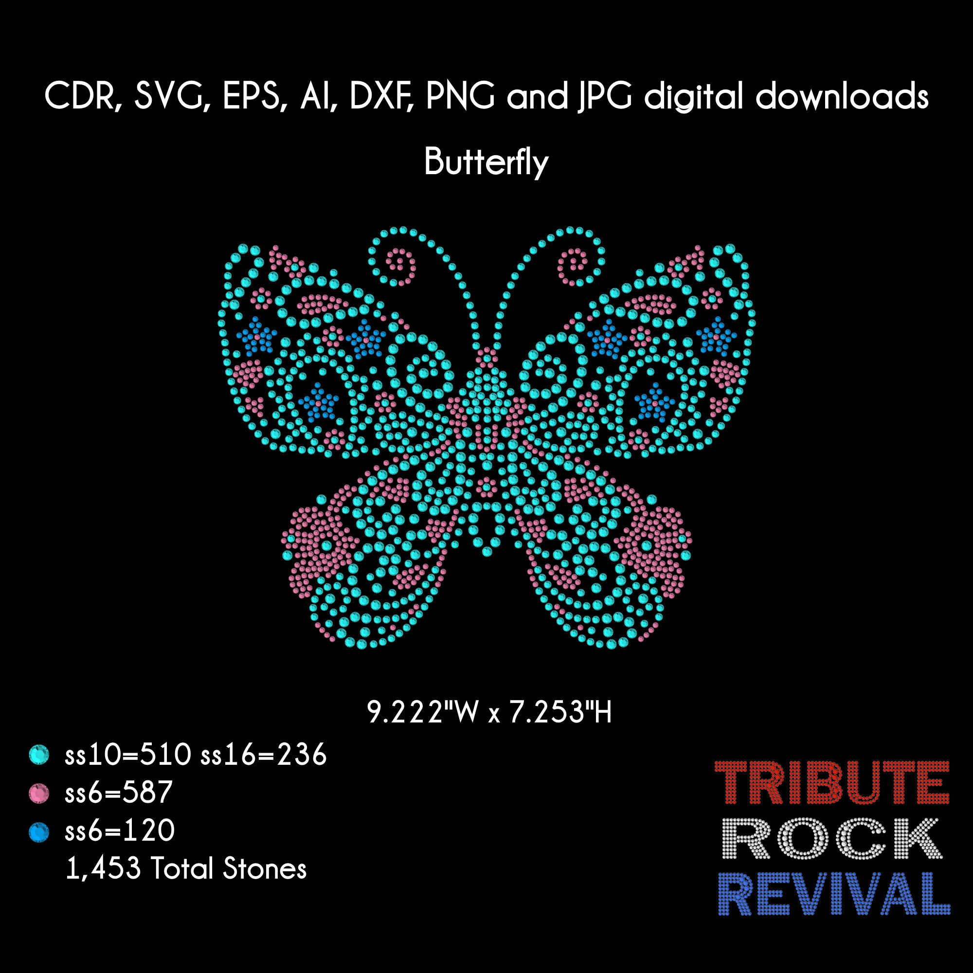Butterfly Bling Rhinestone Design Template Download - Etsy