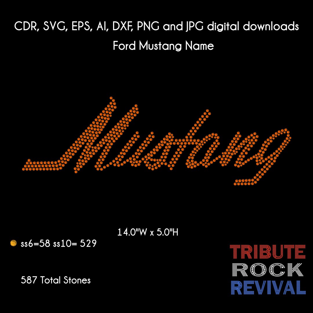 Ford Mustang Name Bling Rhinestone Design Template Download - Etsy