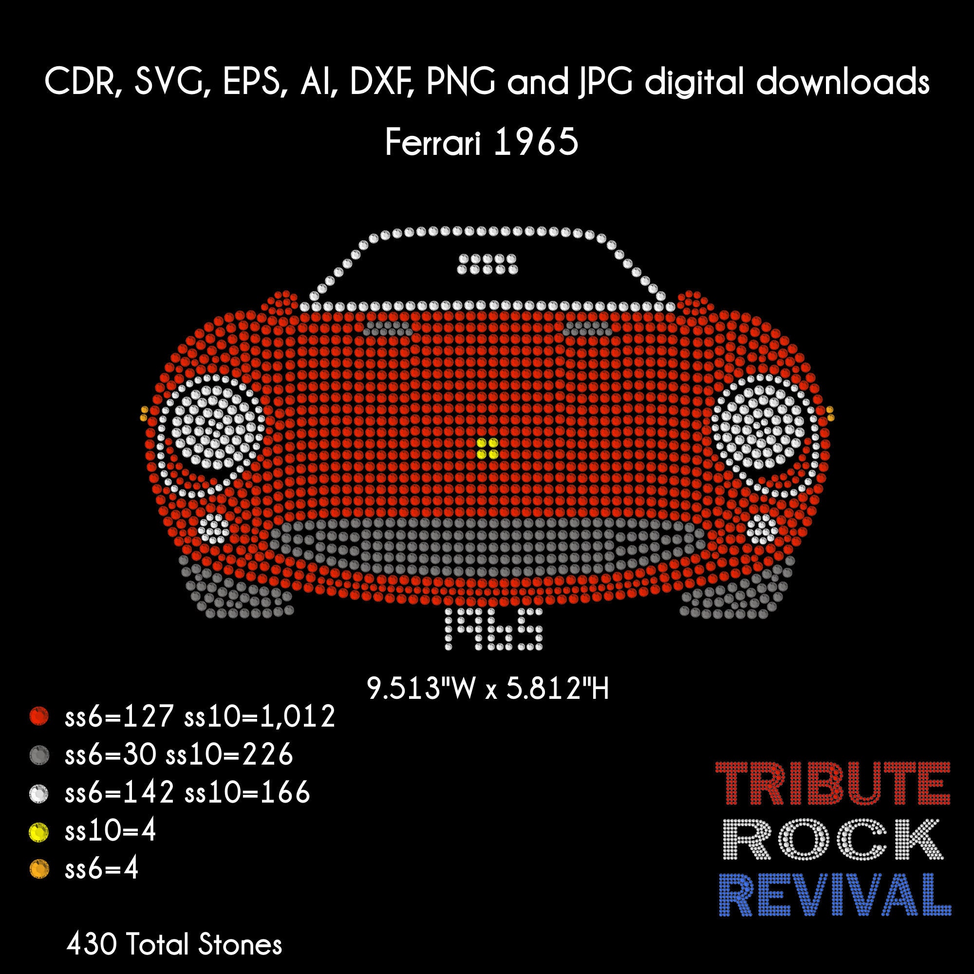 Ferrari 1965 Bling Rhinestone Design Template Download - Etsy