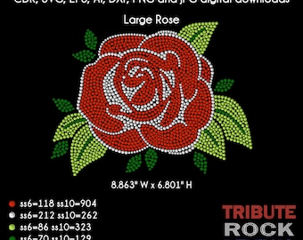 Rose 5 Versions 3 Sizes Bling Rhinestone Design Template Download - Etsy