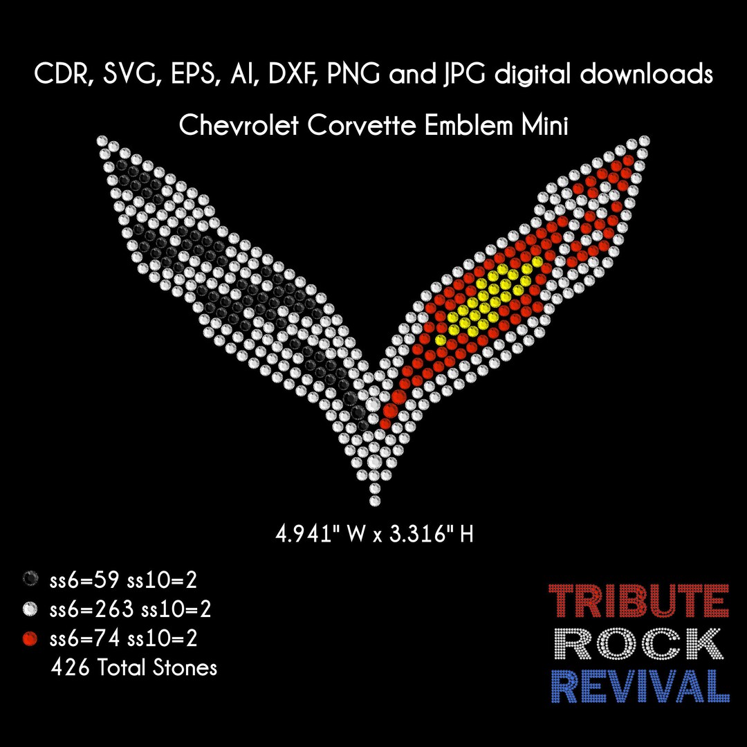 Chevrolet Corvette Emblem Mini Bling Rhinestone Design Template ...