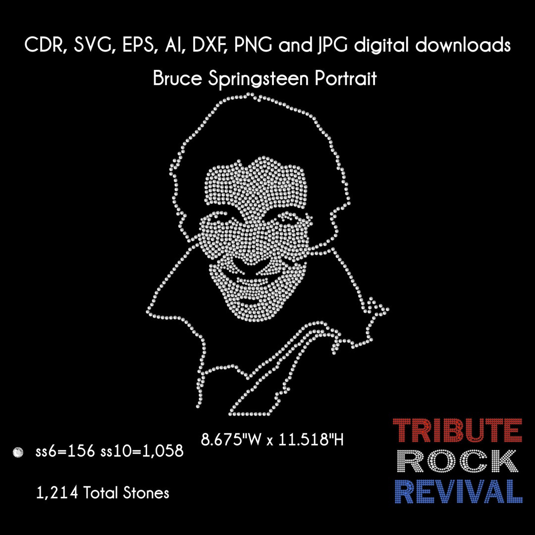 Bruce Springsteen Portrait Bling Rhinestone Design Template Download - Etsy