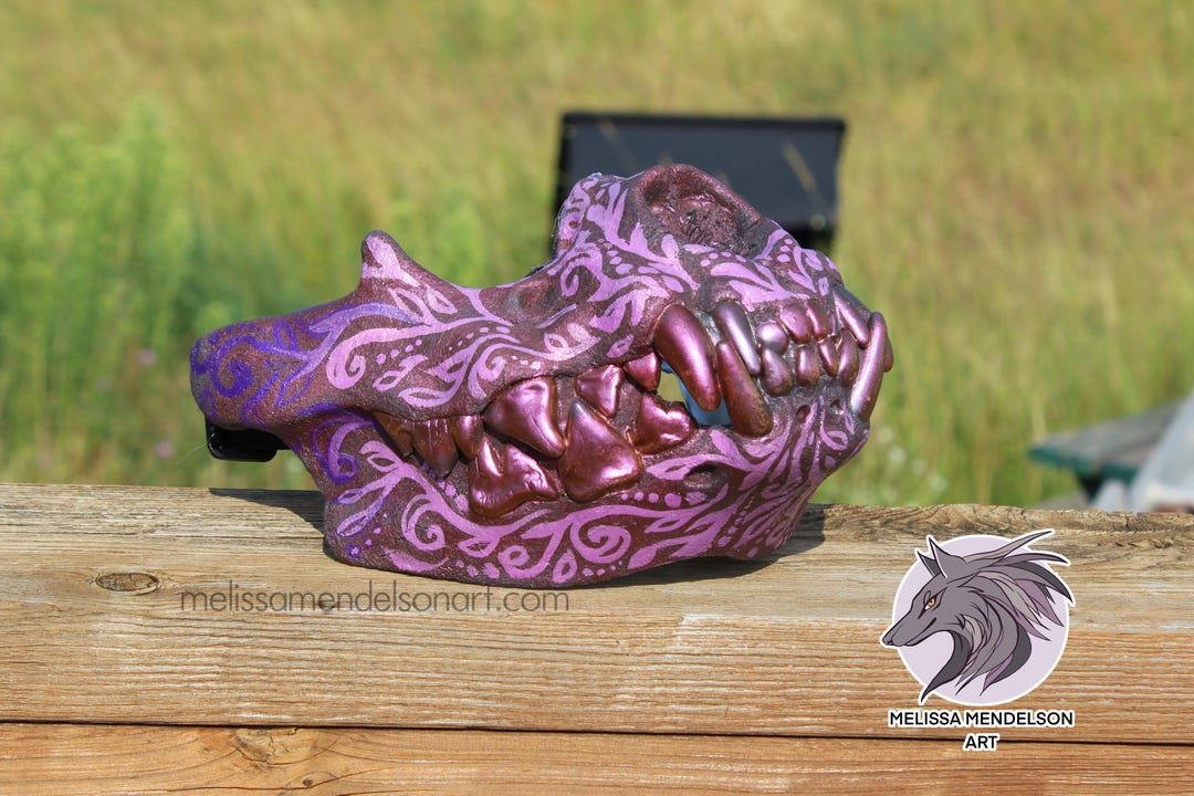 Pink & Purple Hyena Skull Half Mask - Etsy