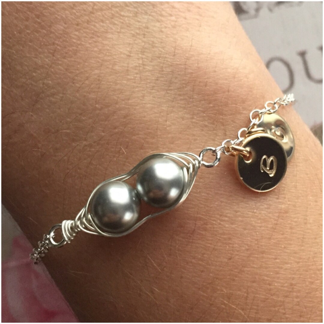 Mixed Metal Two Pea in a Pod Bracelet - Custom Pea Pod Jewelry ...
