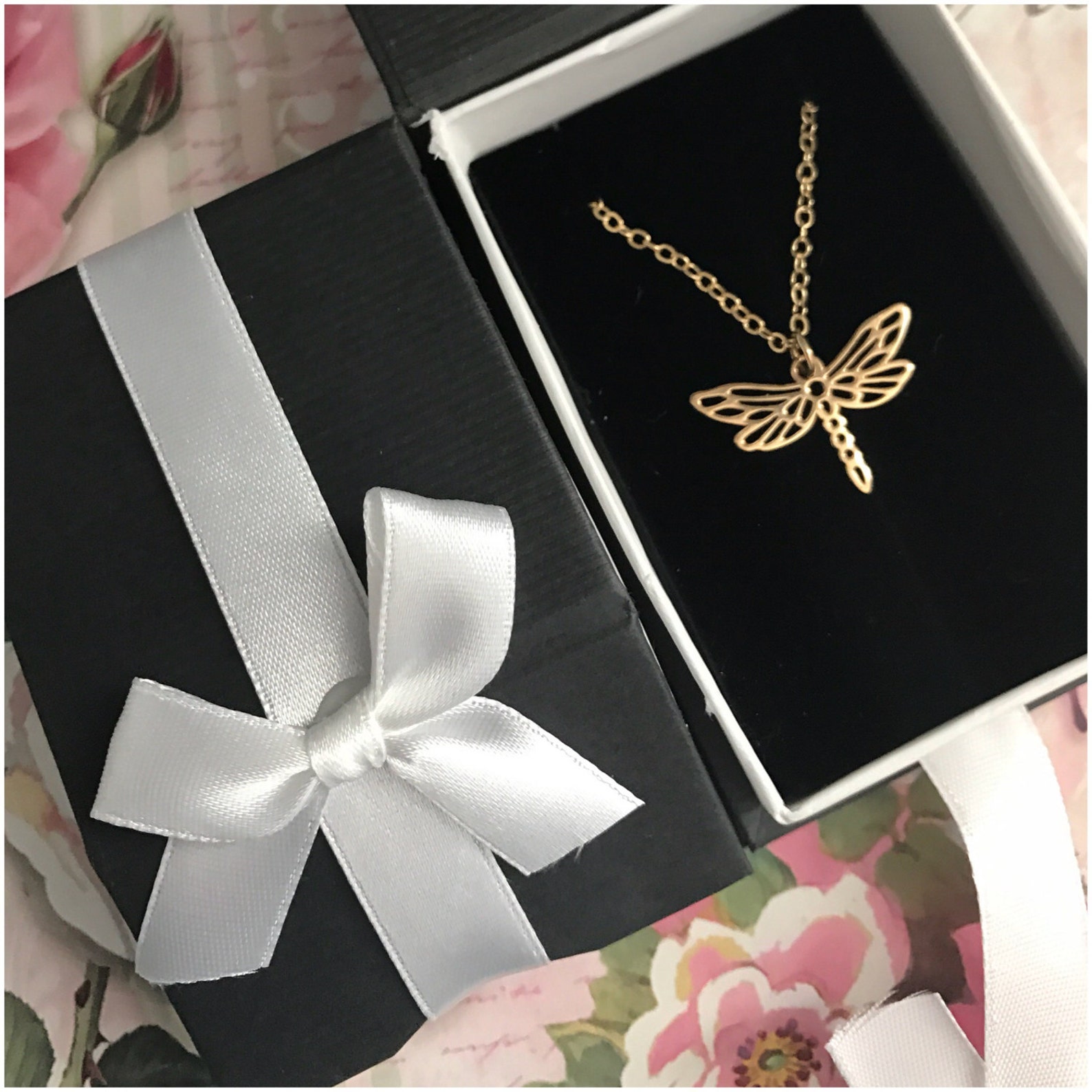 Gold Firefly Necklace Gold Dragonfly Necklace Simple Gold | Etsy