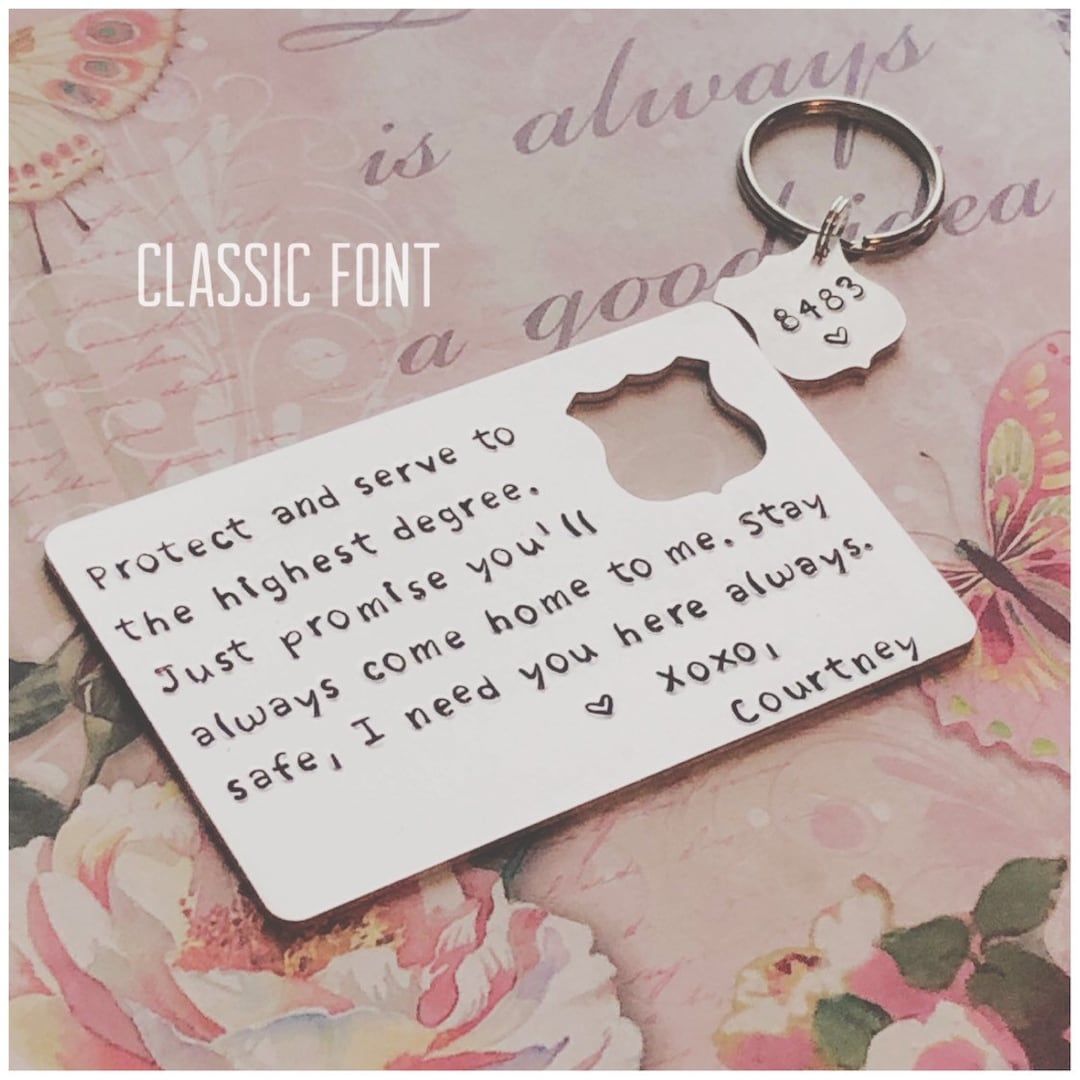 Personalized Wallet Card With Badge Cutout and Matching Keychain ...