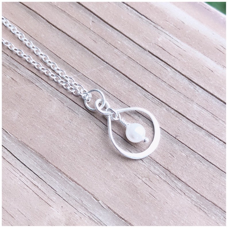 Pearl Infinity Necklace Silver Infinity Pendant Pearl - Etsy
