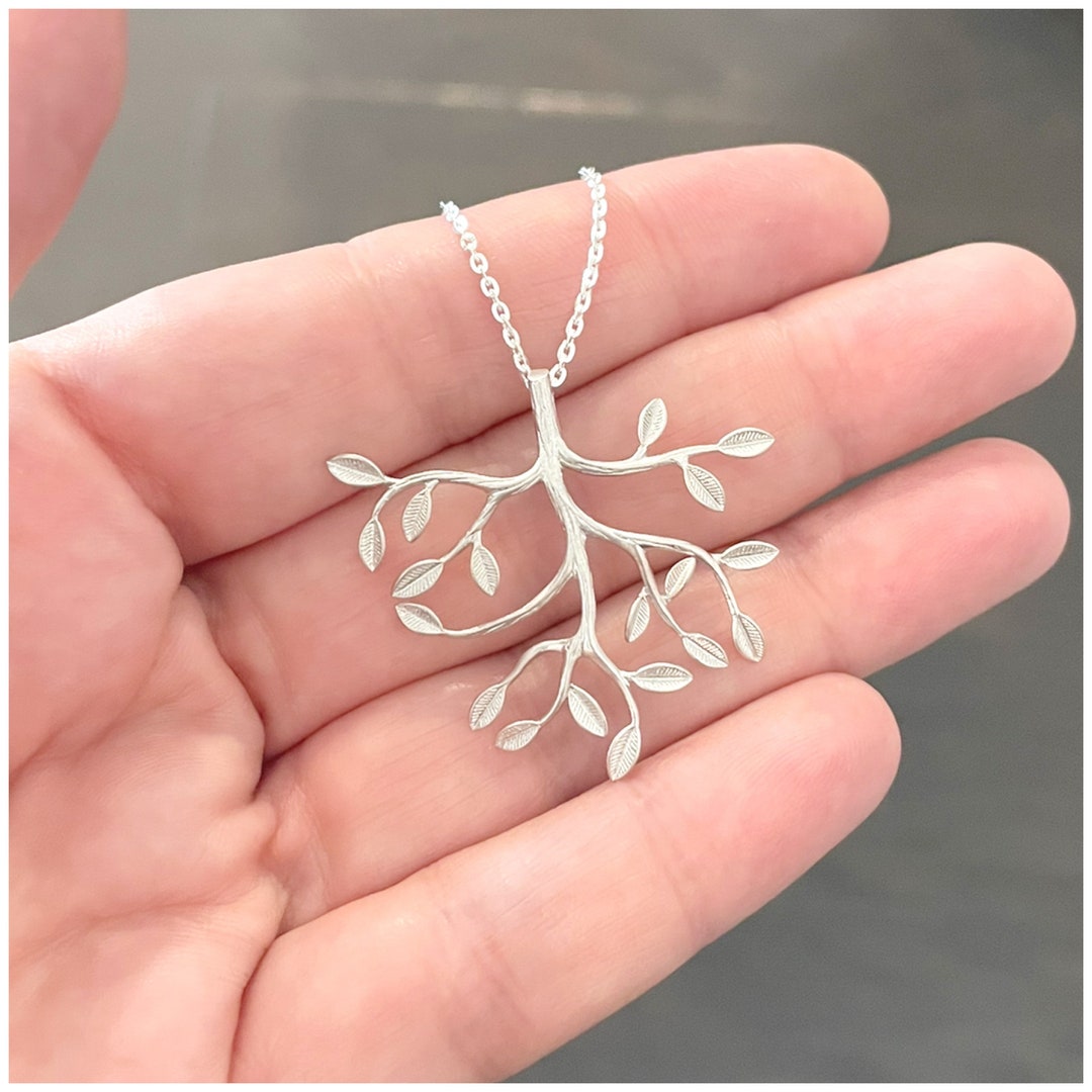 Family Tree Necklace - Silver Branch Necklace - Personalized Necklace ...