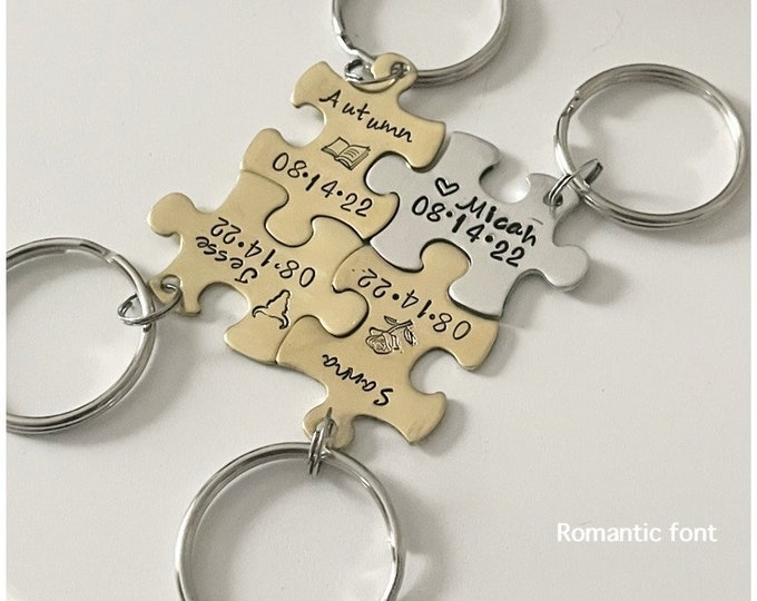 Personalized Keychain, Couples Keychains, Anniversary Key Chain, Puzzle ...