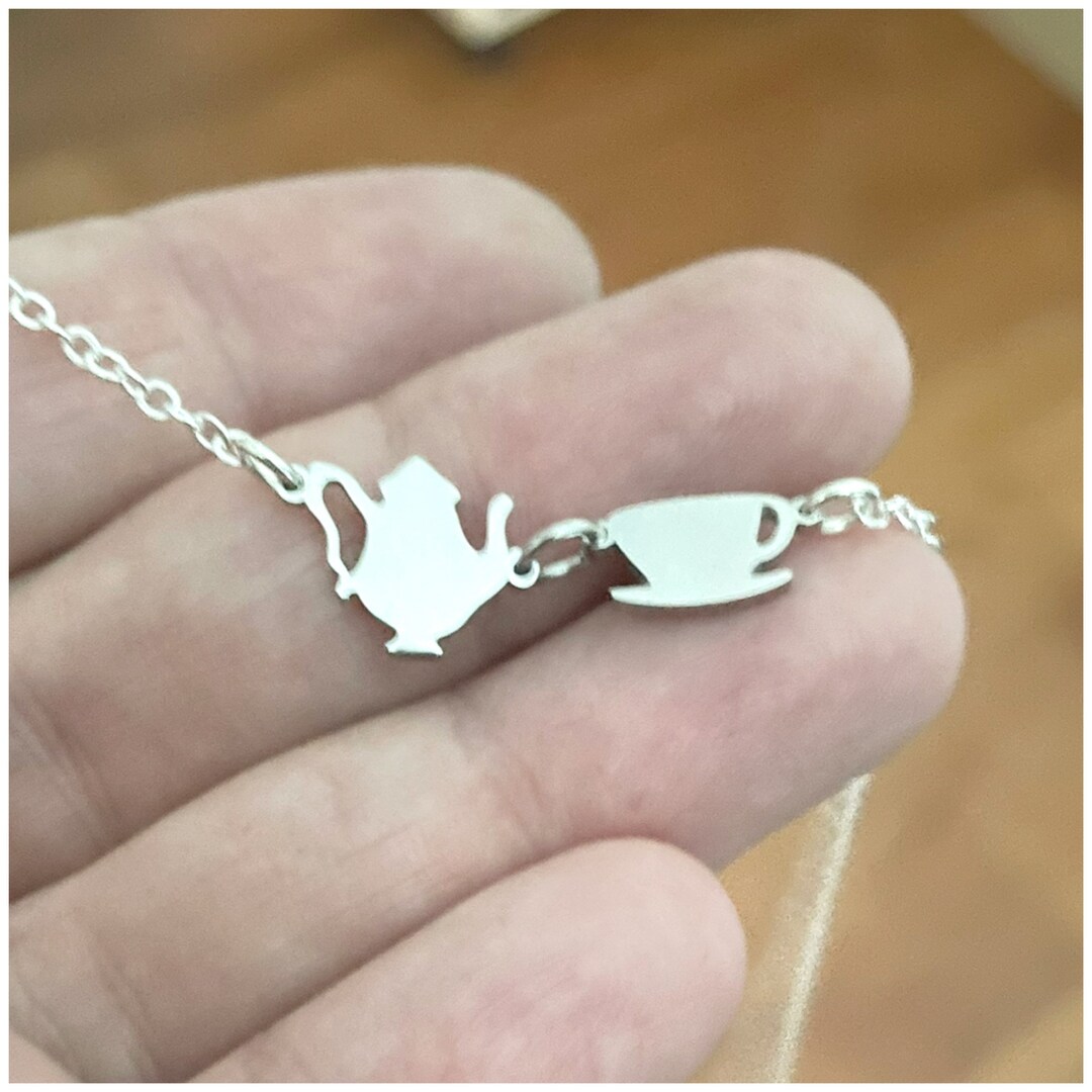 Tea Pot Pouring Tea Into Tea Cup Necklace - Teacup Teapot Statement ...
