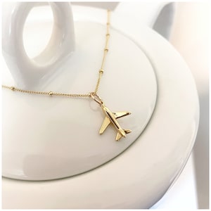 Gold Airplane Necklace - Dainty Plane Jewelry - Gift for Pilot Wife ...