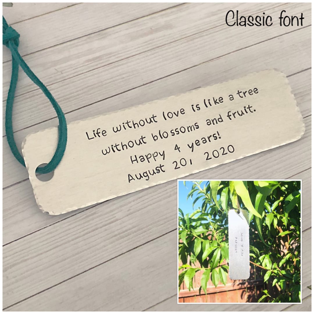 Personalized Tree Tag - Hand Stamped Tree Sign - Custom Tree Hanging ...