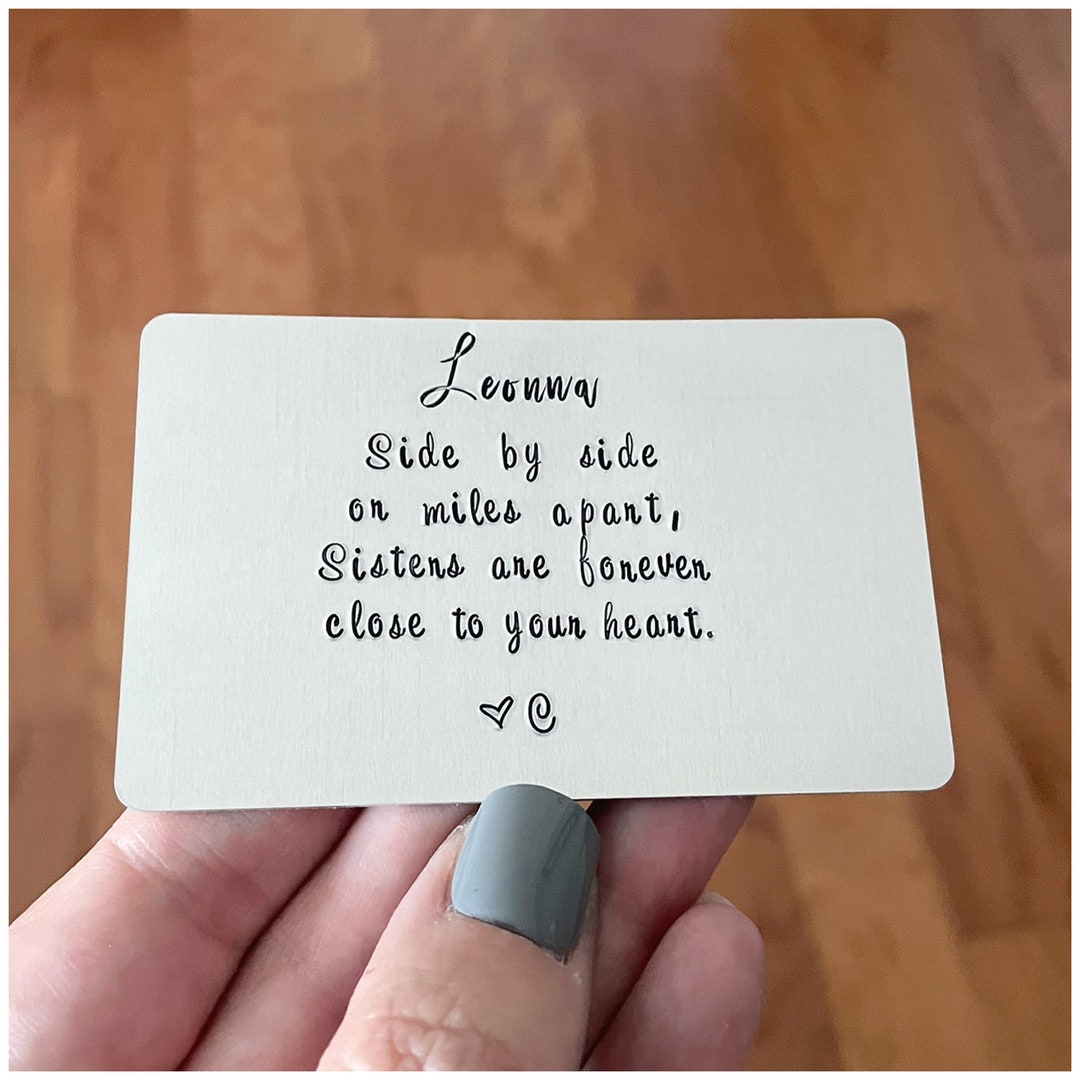 Gift for Sibling - Metal Wallet Card - Personalized Hand Stamped Pocket ...