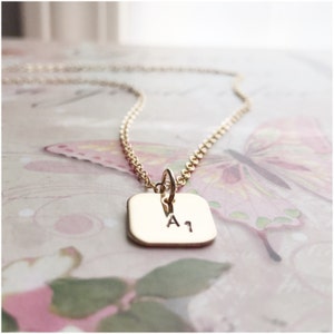 Gold Scrabble Necklace - Personalized Square Necklace - Hand Stamped ...