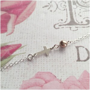 Sterling Silver Cross Baby Bracelet - Child Bracelet - Tiny Cross ...