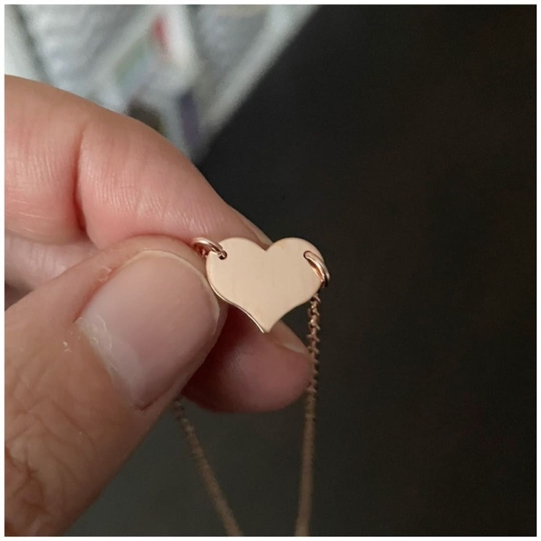 Rose Gold Heart Necklace - Simple Heart Necklace - Plain Heart Necklace ...